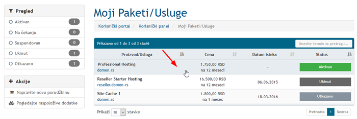 DreamWeb | Hosting - Upgrade / Promena hosting paketa